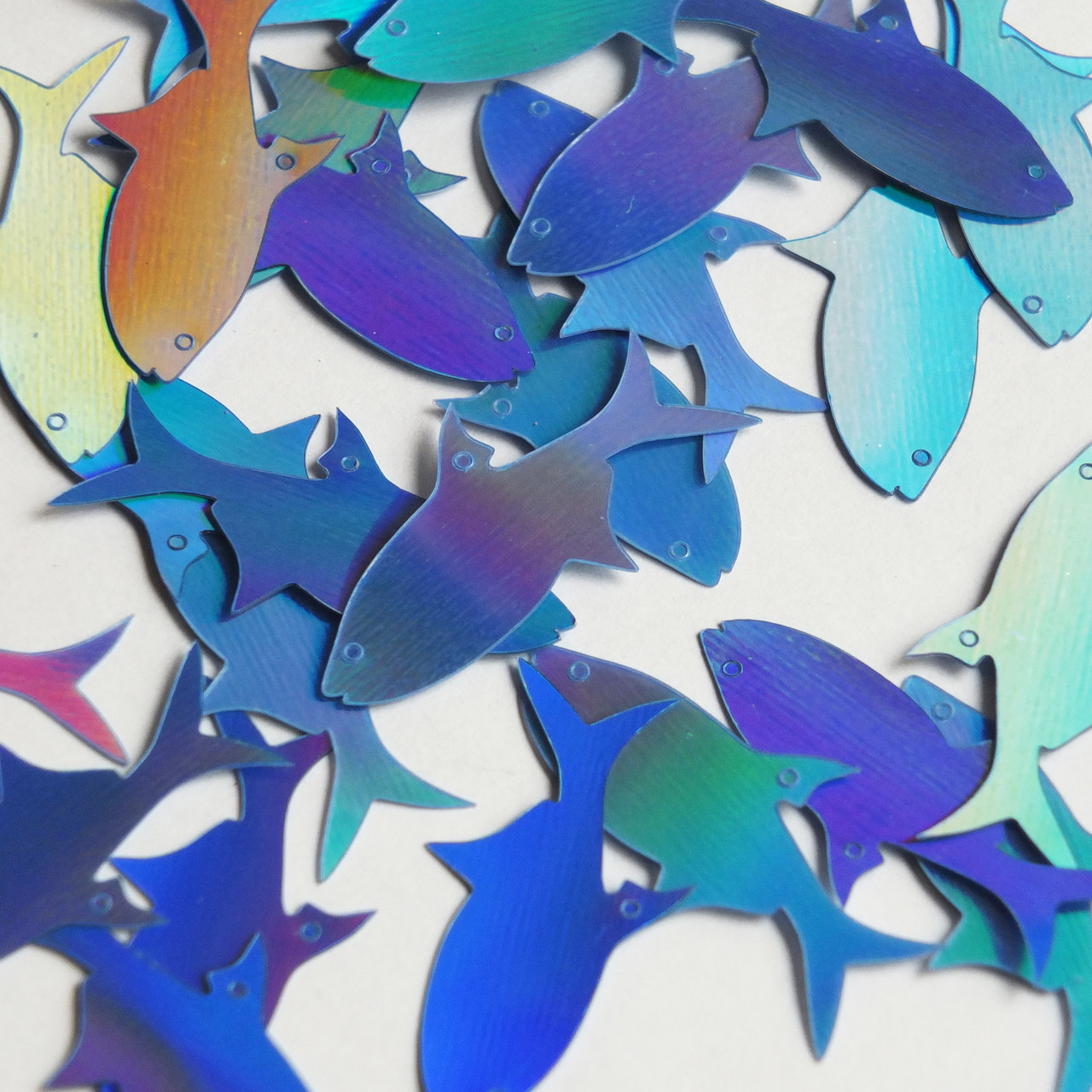Fish Sequin 1.5" Light Blue Lazersheen Rainbow Reflective Metallic 2 ...