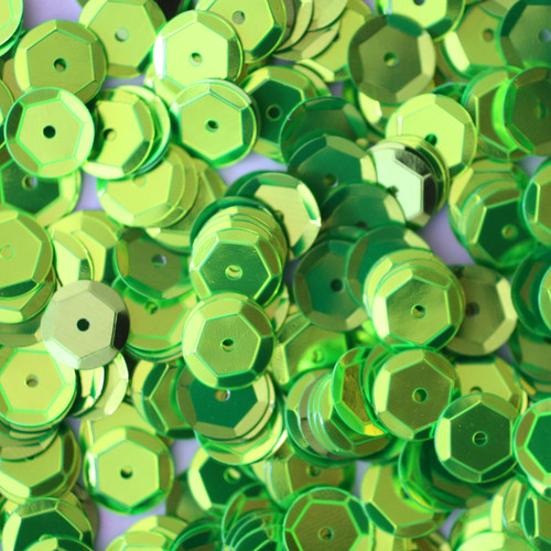 8mm Cup Sequins Lime Green Metallic - SequinsUSA