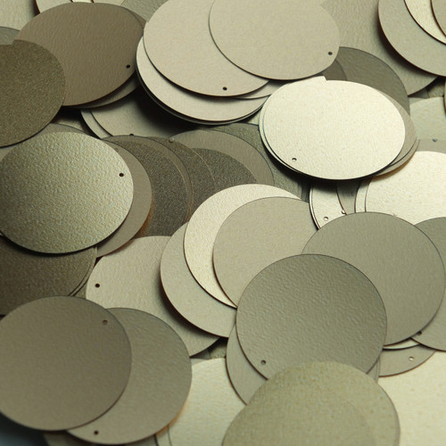 30mm Sequins Top Hole Gold Matte Silk Frost - SequinsUSA