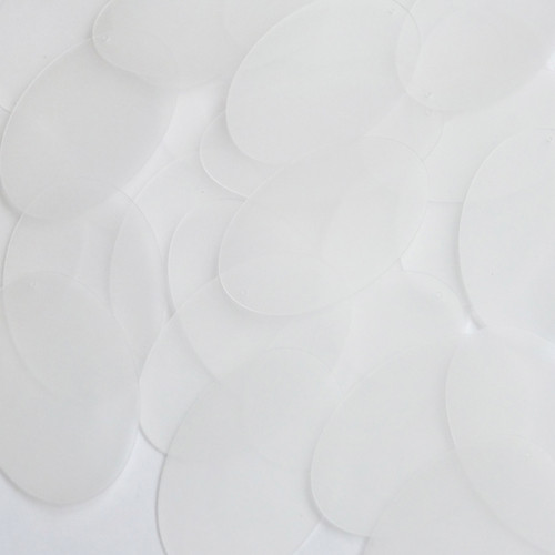Oval Sequin 2" Frosted Crystal Lexan Velvet Matte - SequinsUSA