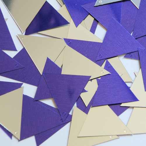 Triangle Sequin 30mm Purple Silver Metallic - SequinsUSA