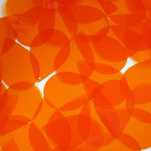 Vinyl Teardrop 1.5" Orange Go Go Transparent - SequinsUSA