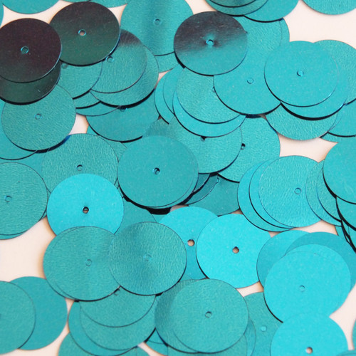 15mm Sequins Deep Turquoise Metallic Couture Paillettes - SequinsUSA