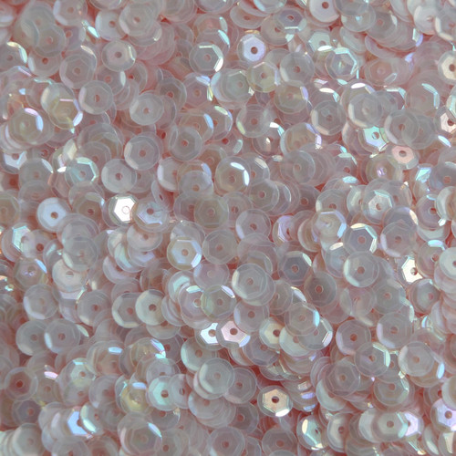 5mm Cup Sequins Pale Pink Semi Frost Rainbow - SequinsUSA