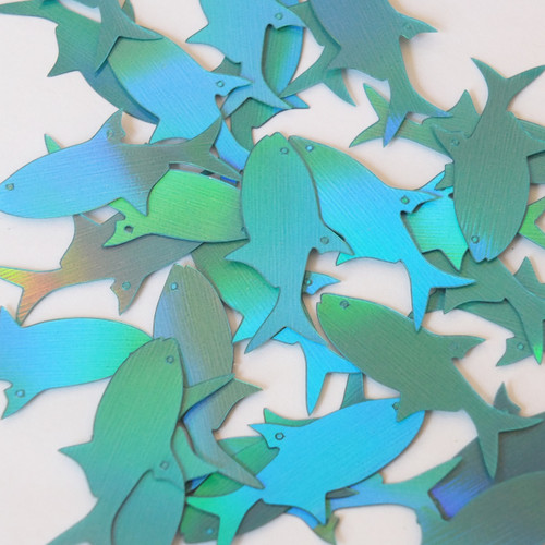 Fish Sequin 2 hole 1.5" Aqua Blue Lazersheen Reflective Metallic ...