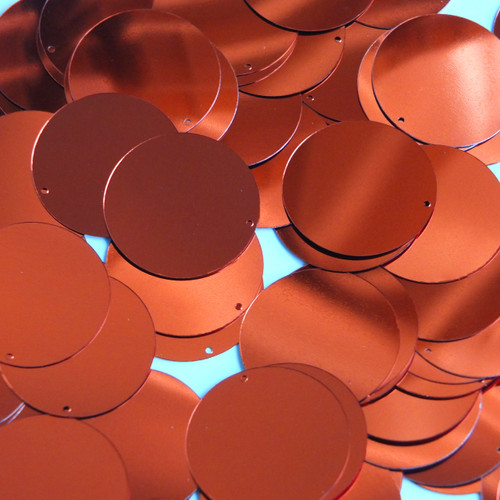 30mm Sequins Top Hole Deep Rich Orange Shiny Metallic - SequinsUSA