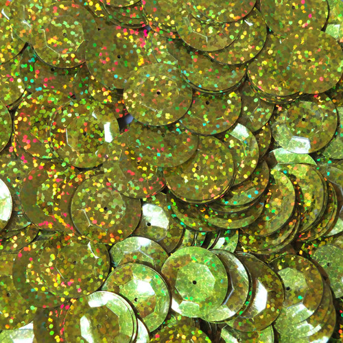 20mm Cup Sequins Yellow Hologram Reflective Metallic - SequinsUSA