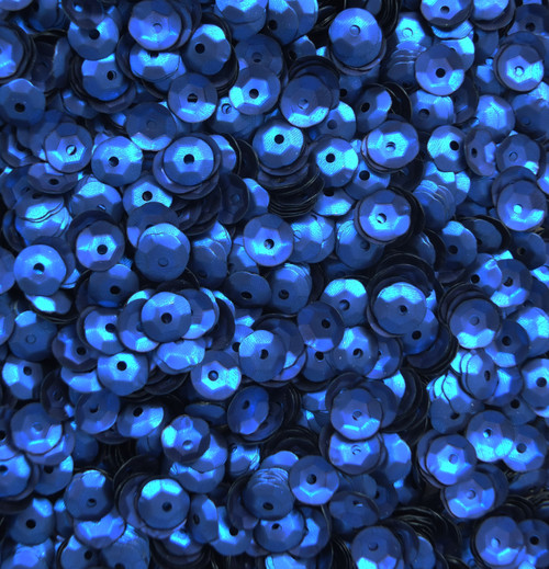 6mm Cup Sequins Cobalt Blue Matte Satin Metallic Medium Hole - SequinsUSA