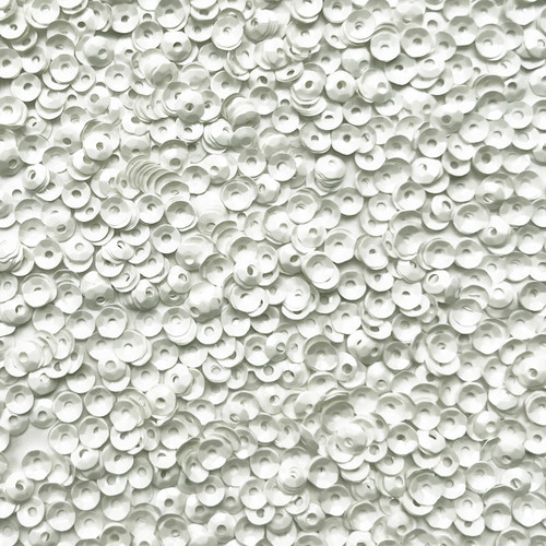 4mm Cup Sequins Bright White Opaque Glossy High Shine - SequinsUSA
