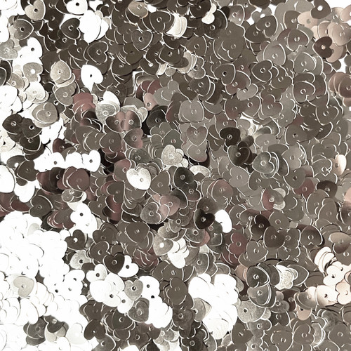 5mm Heart Sequins Metallic Silver - SequinsUSA