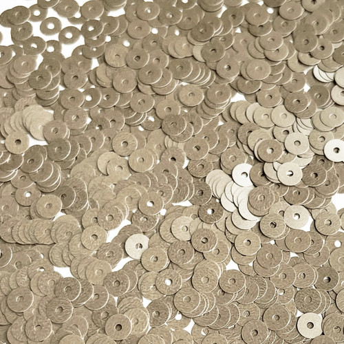 5mm Flat Sequins Ivory Beige Opaque Satin Pearl Medium Hole - SequinsUSA