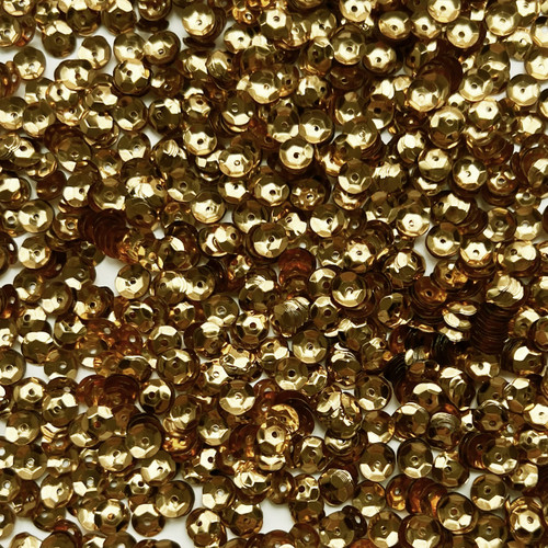 5mm Cup Sequins Deep Gold Shiny Metallic Medium Hole - SequinsUSA