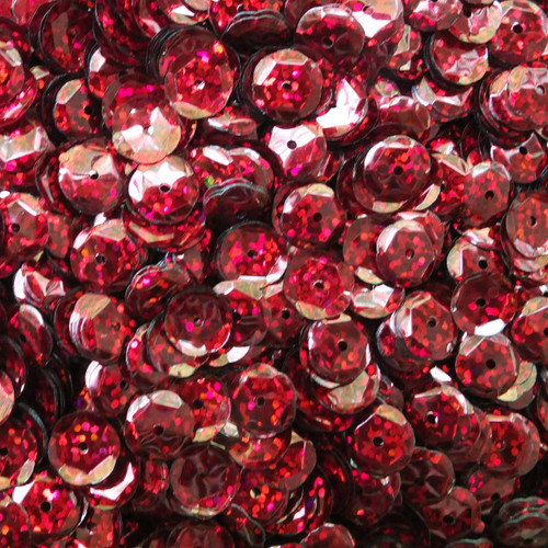 10mm Cup Sequins Red Hologram Glitter Sparkle Metallic - SequinsUSA