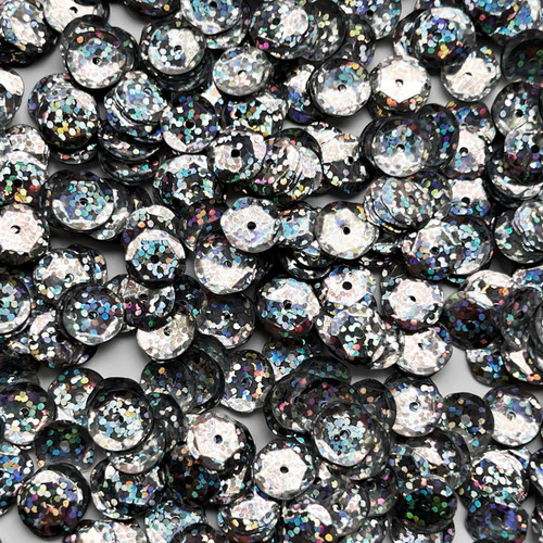 10mm Cup Sequins Silver Hologram Glitter Sparkle Metallic - SequinsUSA