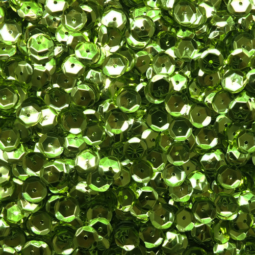 8mm Cup Sequins Lime Green Shiny Metallic Medium hole - SequinsUSA