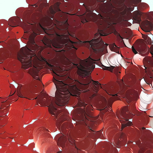 8mm Flat Sequins Red Shiny Metallic Medium hole - SequinsUSA