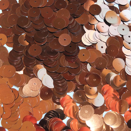 8mm Flat Sequins Copper Shiny Metallic Medium hole - SequinsUSA