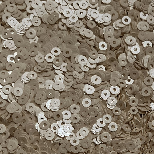4mm Flat Sequins Ivory Beige Opaque Satin Pearl Medium Hole - SequinsUSA