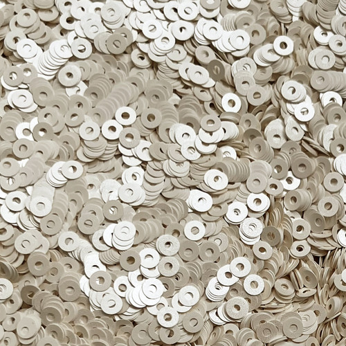 4mm Flat Sequins Cream Vanilla Opaque Satin Pearl Medium Hole - SequinsUSA