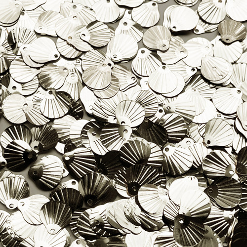 10mm Shell Sequins Silver Shiny Metallic - SequinsUSA