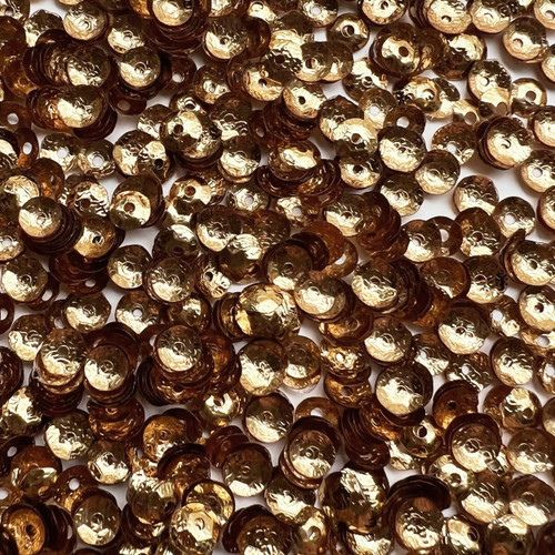 5mm Cup Sequins Gold Metallic Embossed Texture Medium Hole - SequinsUSA