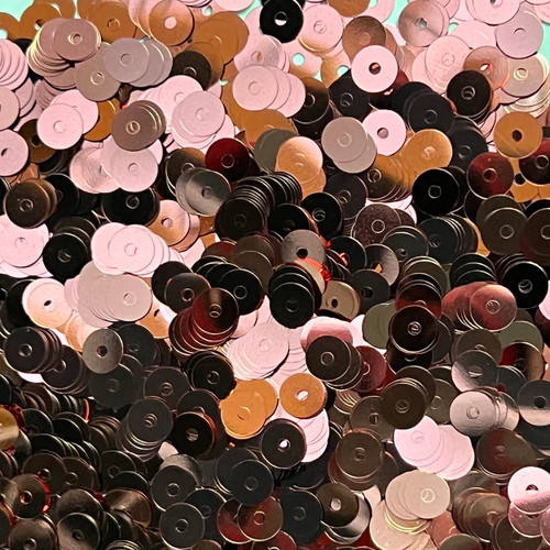 6mm Flat Sequins Copper Rose Shiny Metallic Medium Hole - SequinsUSA