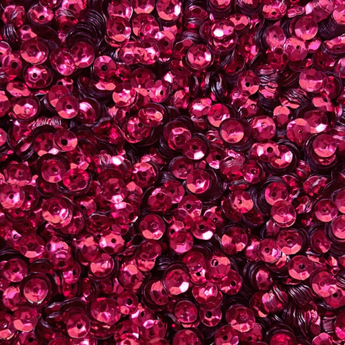 5mm Cup Sequins Raspberry Pink Shiny Metallic Medium Hole - SequinsUSA