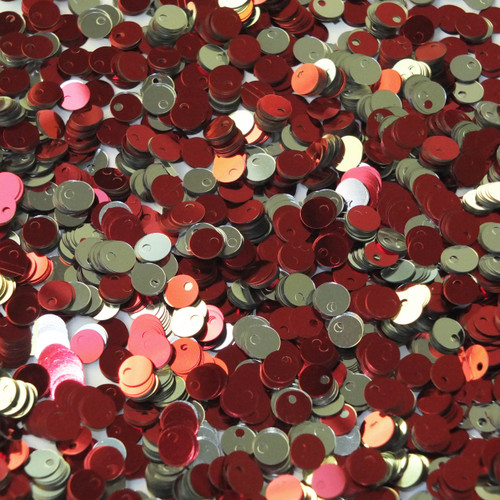 6mm Sequins Top Hole Red Silver Shiny Metallic Reversible - SequinsUSA