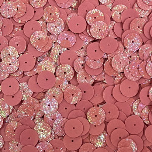 10mm Sequins Pink Rose Embossed Swirl Texture Iridescent - SequinsUSA