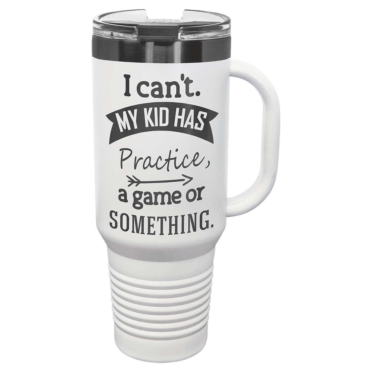 40 oz. White/Ghost Black ION-Plated Travel Mug with Handle, Straw ...