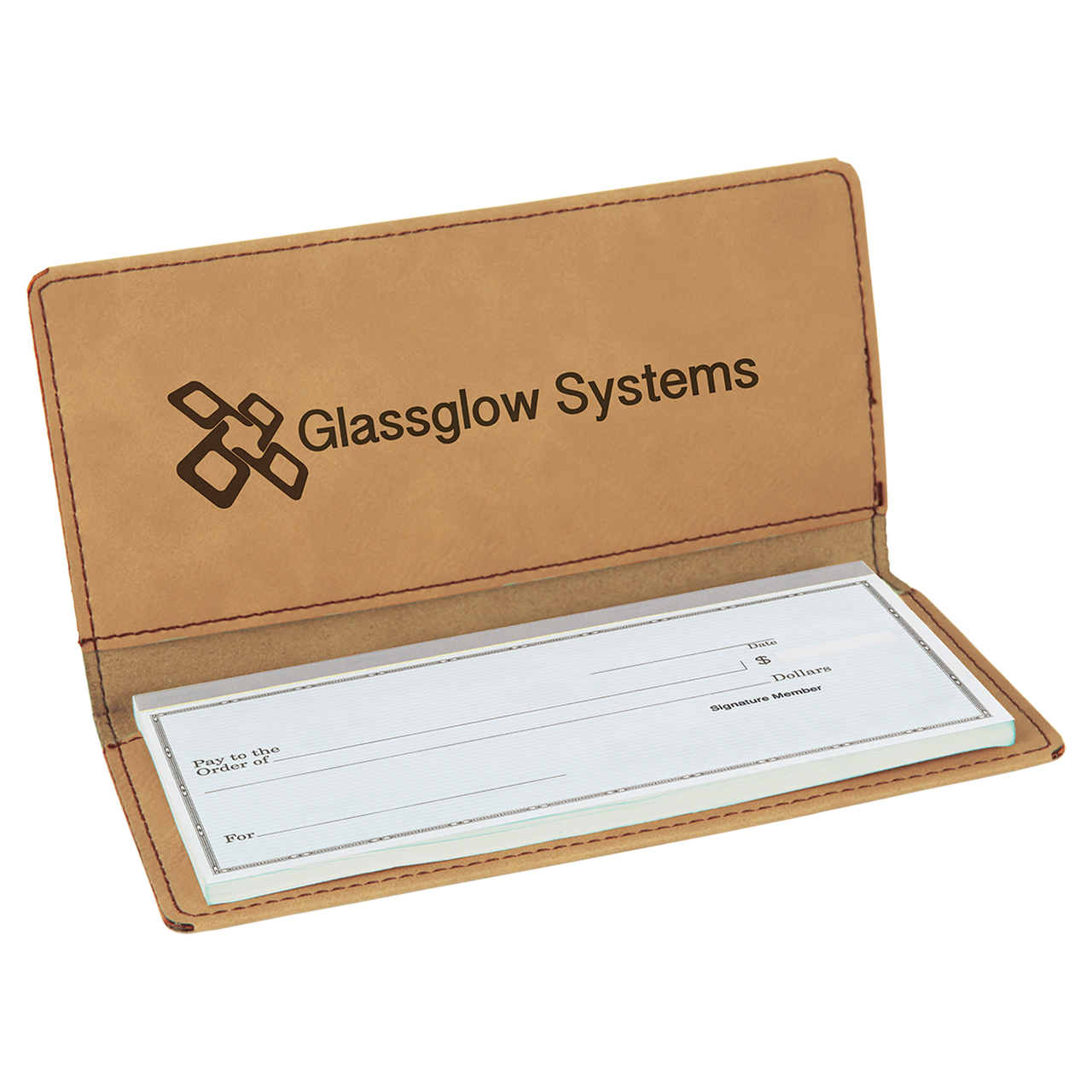 Light Brown Leatherette Checkbook Cover With Custom Laser Engraving ...