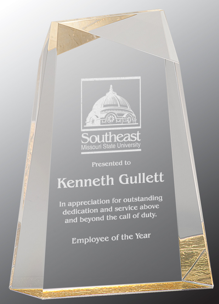 Custom Engraved Gold Facet Wedge Acrylic Award 7| MileHighLaserEngraving