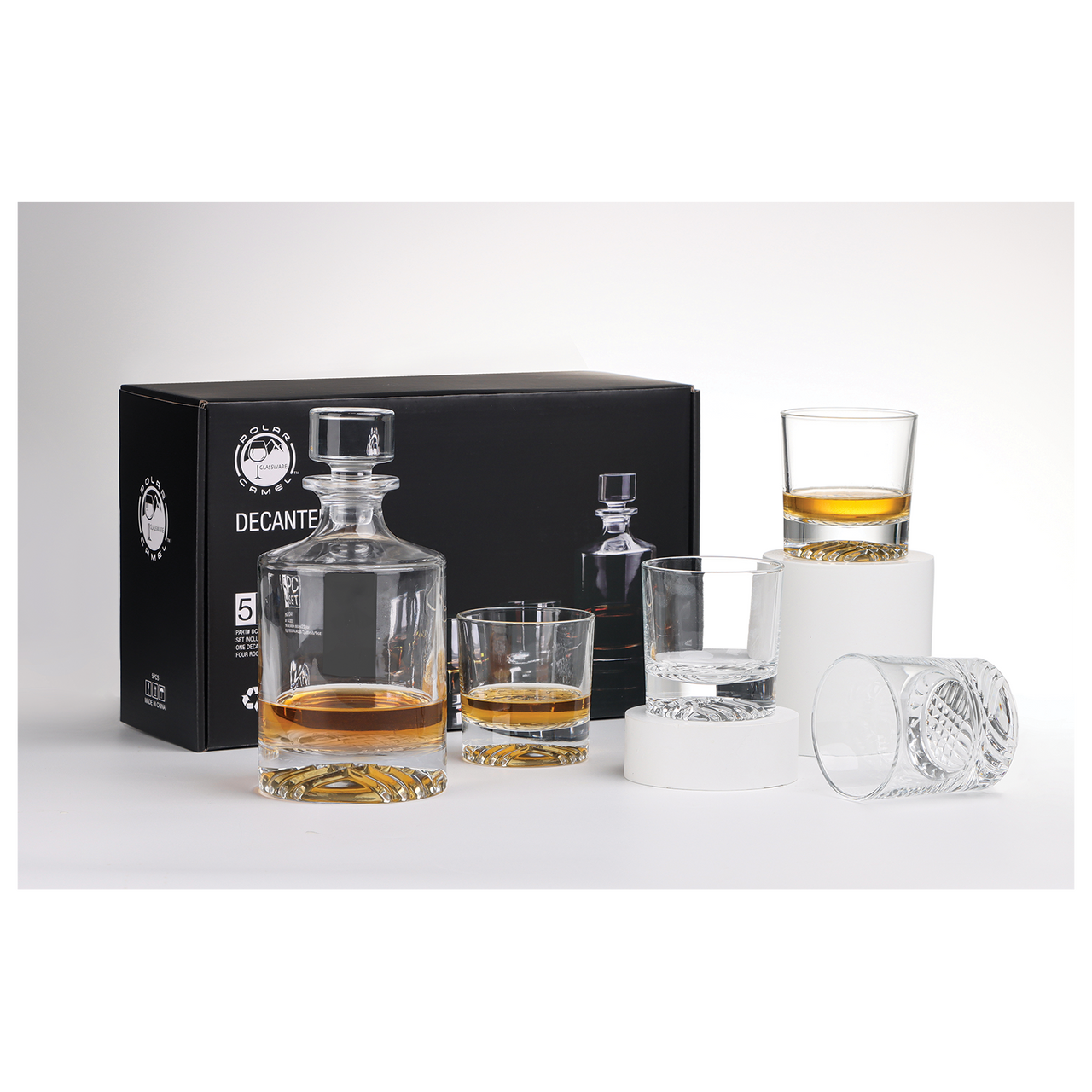 Personalized 850ml Round Decanter Set with 4 Rocks Glasses - Custom ...