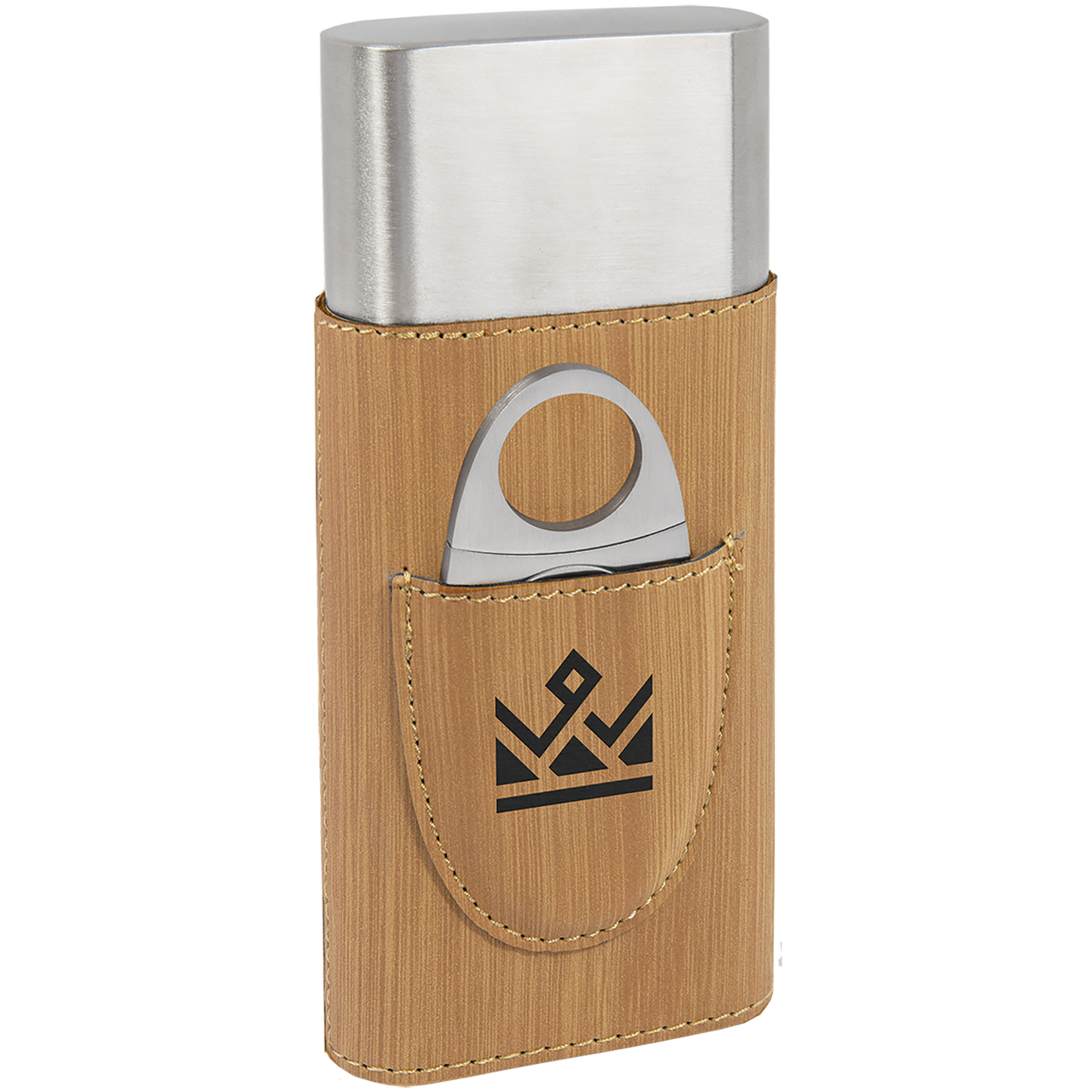 Bamboo Laserable Leatherette Cigar Case with Cutter - Engraved Gifts by ...