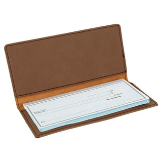 Personalized Brown Faux Leather Checkbook Cover