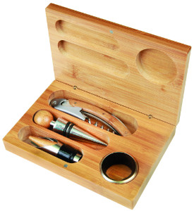 Custom Laser Bamboo 4 Wine Set | MileHighLaserEngraving