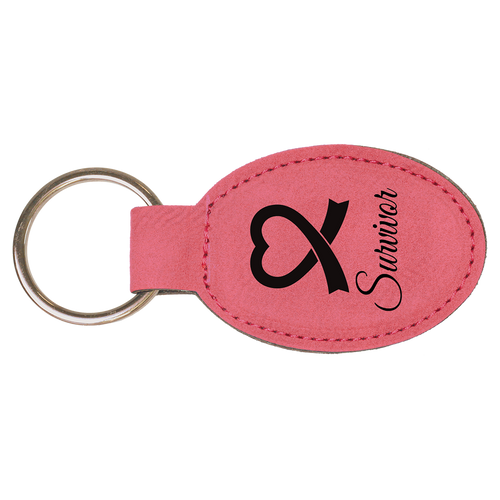 Pink Leatherette Keychain With Custom Laser Engraving ...