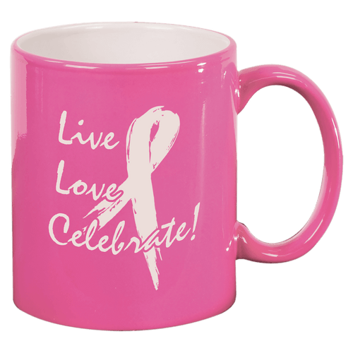 Custom Pink Round Coffee Mug | MileHighLaserEngraving