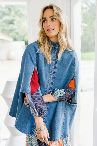 Preloved boho bird Crusader Denim Cape | birdsnest rehatched