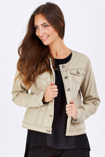 Collarless Denim Jacket | Threadz | birdsnest Australia Collarless Denim Jacket | Threadz | birdsnest Australia