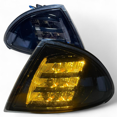 For BMW 3 Series E46 Saloon Touring 1998-01 Black Smoked LED Front ...