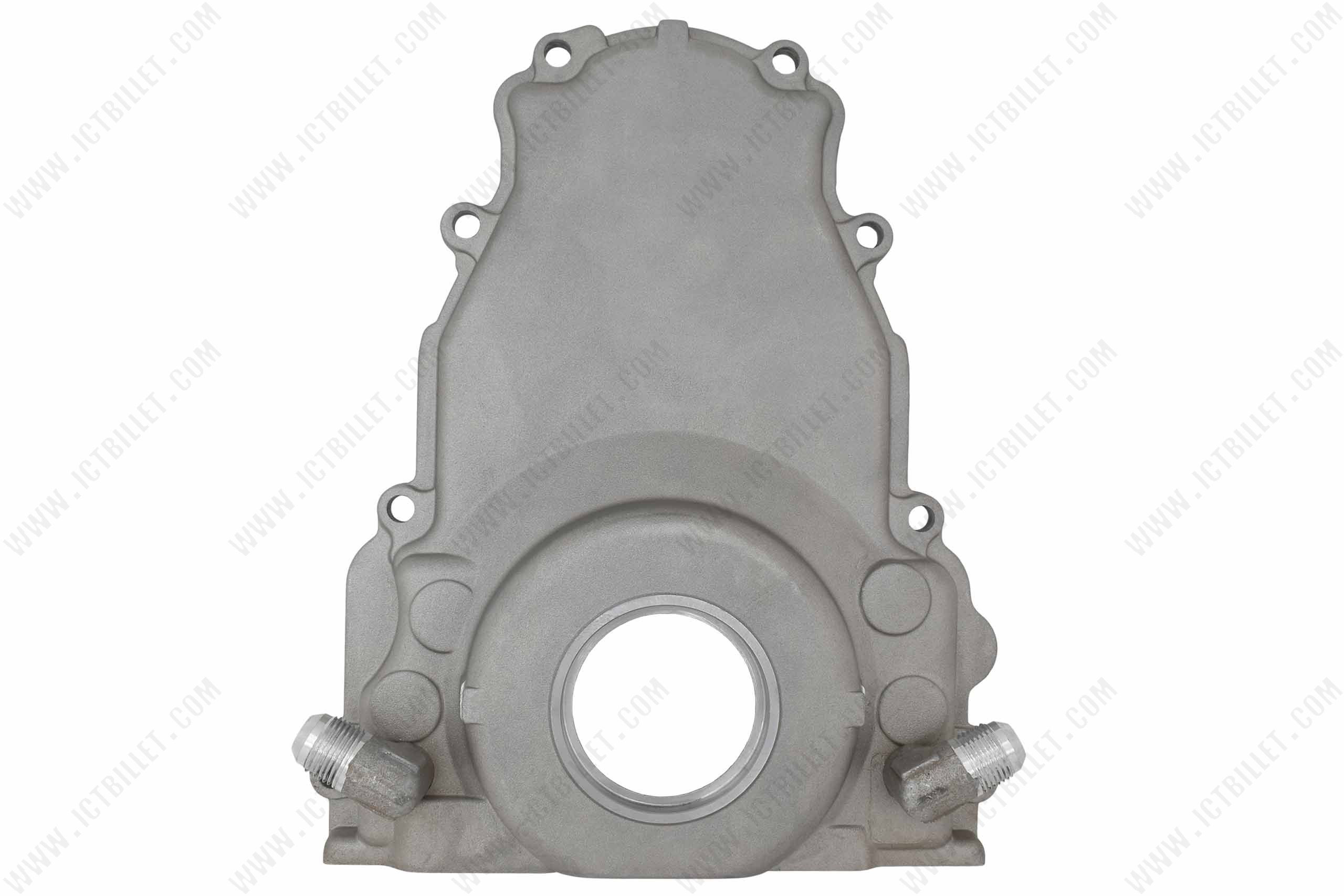 LS Gen 3 Timing Cover with 10an Turbo Oil Drain Return Fittings 4.8 5.3 ...