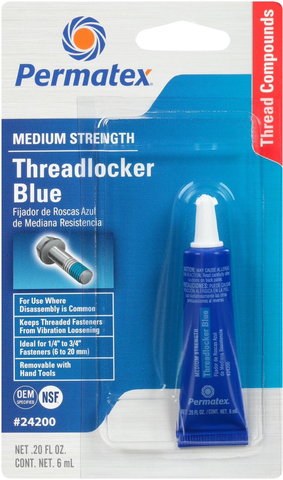 Permatex 24200 Blue Medium Strength Threadlocker 6ml - Michigan Motorsports