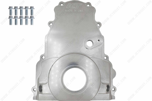 ICT Billet Gen 4 LS Timing Cover with Dual 10an Oil Drains for Turbos ...