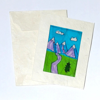 Fair trade batik mini pink butterfly gift card from Nepal