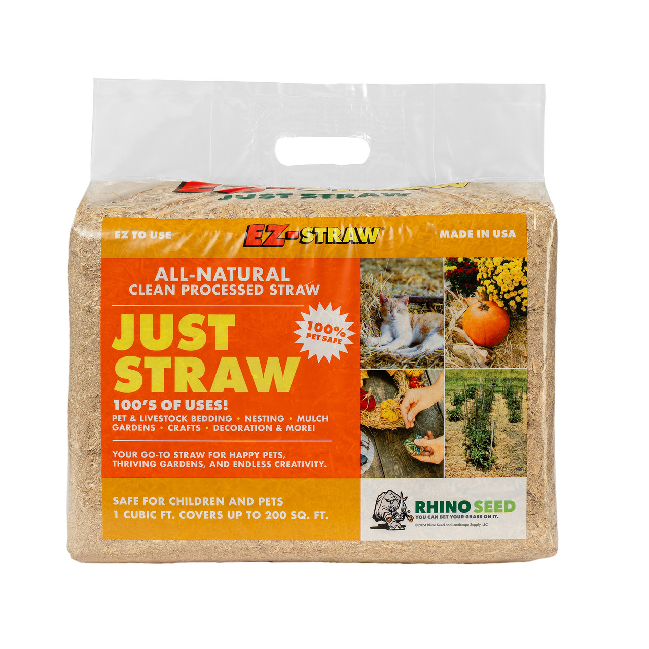 EZ-STRAW Just Straw All-Purpose Clean Processed Straw Bale, 1 cu. ft ...
