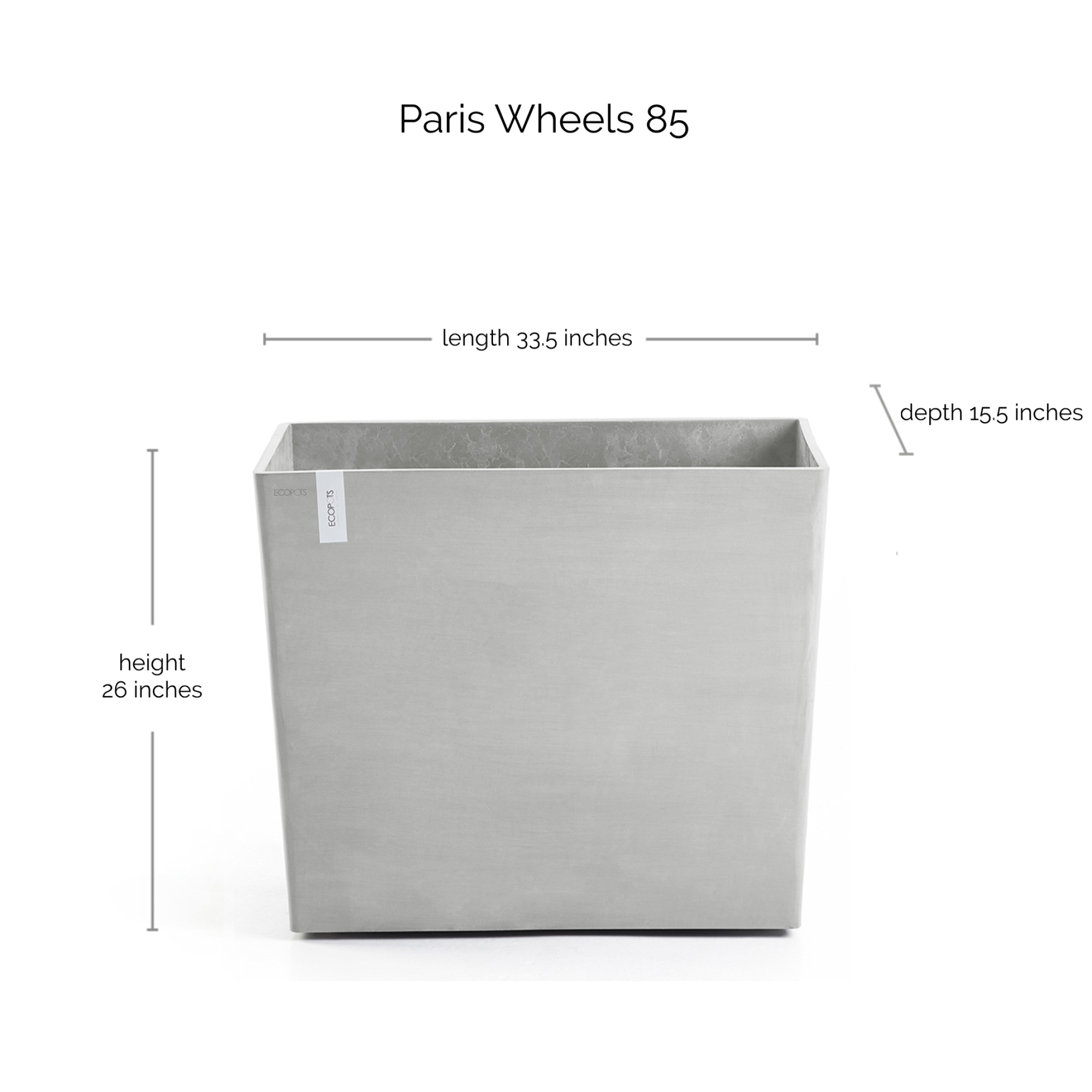 Ecopots Paris Durable Indoor/Outdoor Modern Rectangular Recycled ...