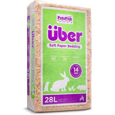 PetsPick Uber Soft Paper Pet Bedding for Small Animals, Natural 28L ...