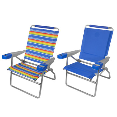 Rio Brands Outdoor Folding Beach Backyard Chairs with Cupholders ...
