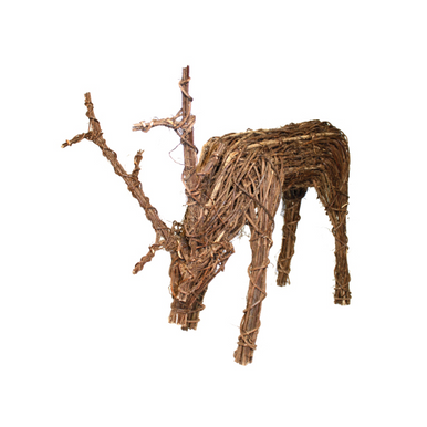 PD Home & Garden DR735354 30" Grapevine Grazing Deer, Natural Brown ...